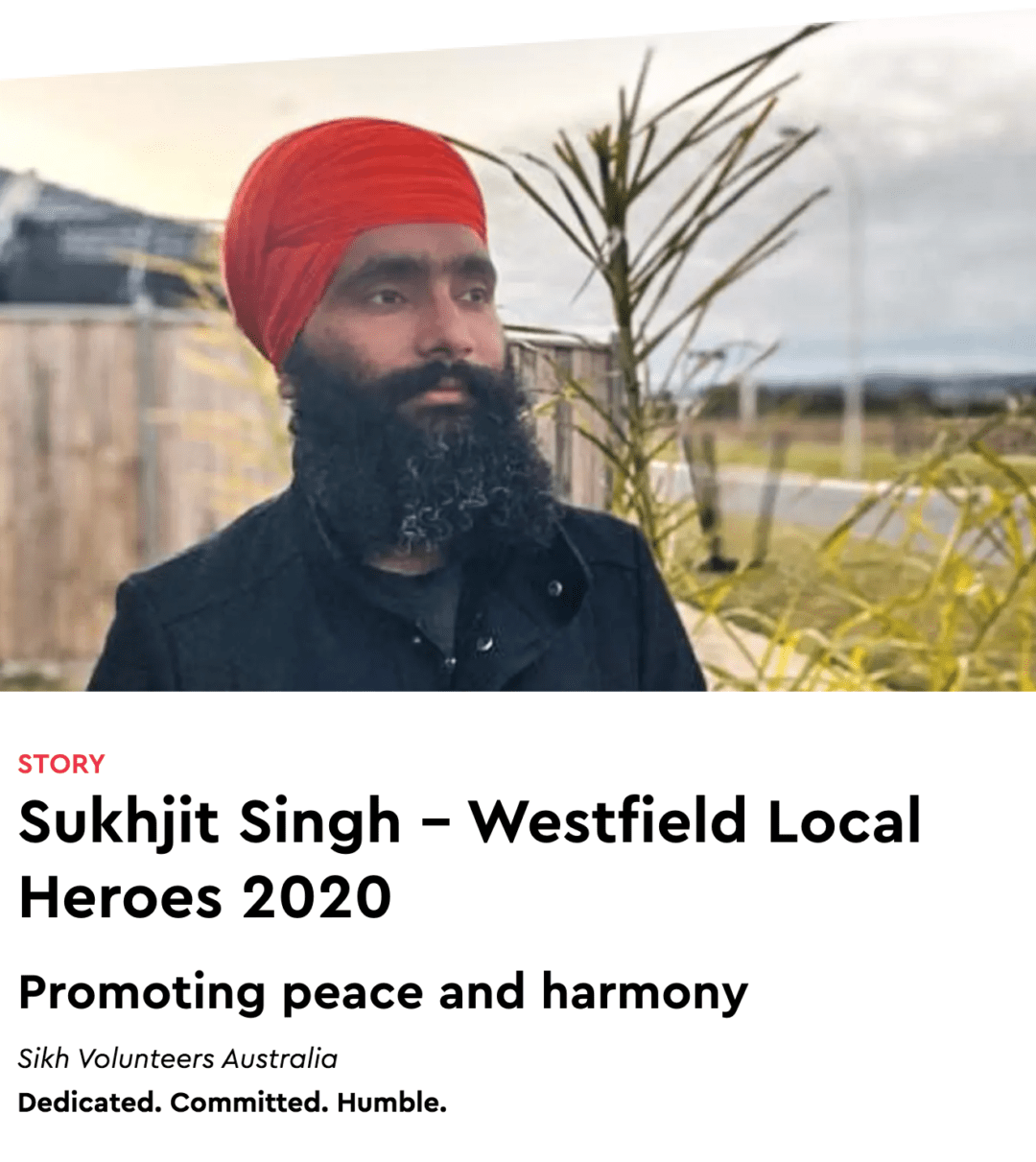 Sukhjit Singh - Westfield Local Heroes 2020 | Sikh Volunteers Australia ...